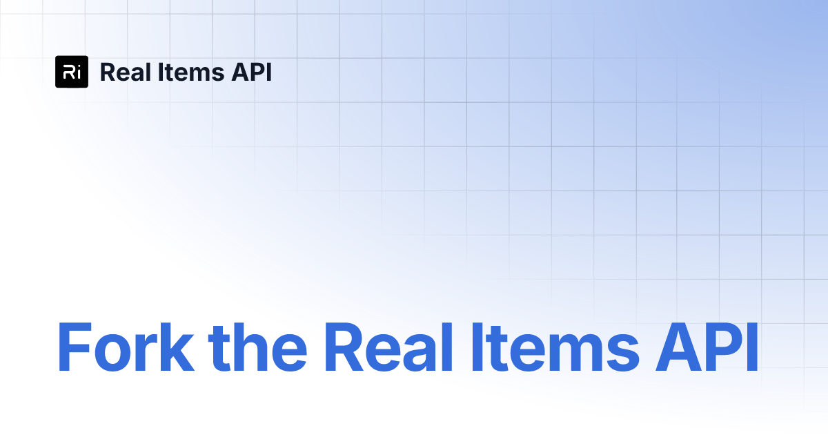 Fork the Real Items API | Real Items API