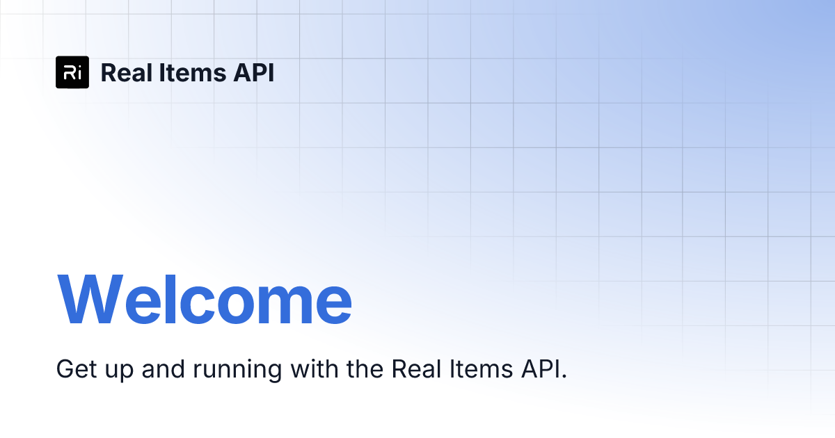 Welcome | Real Items API